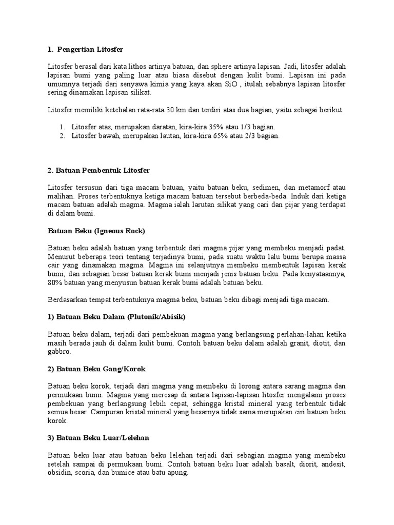 Litosfer | PDF | Sains & Matematika