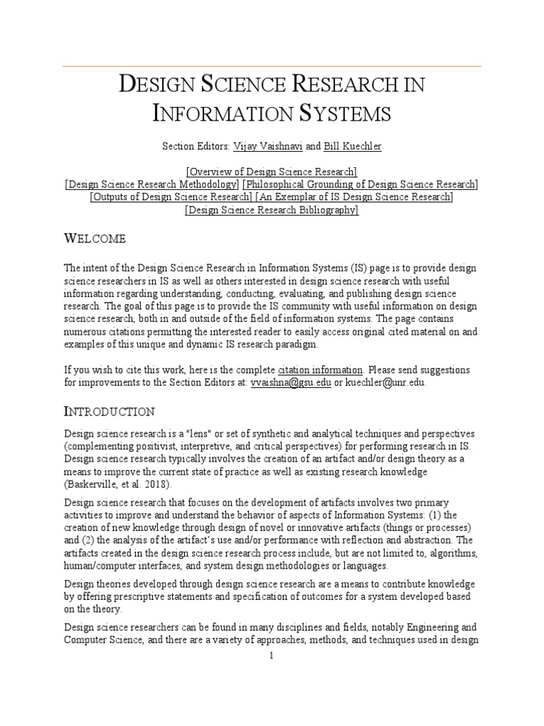 Design Science Research in Information Systems | PDF | Science ...