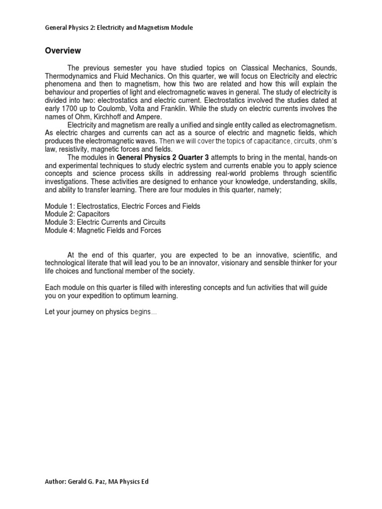 Gen Physics 2 Quarter 3 | PDF | Capacitor | Electric Charge