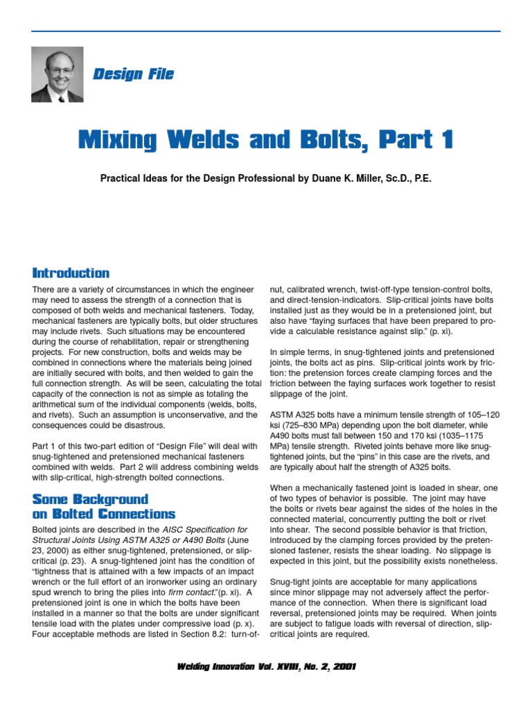 Mixing Welds and Bolts in Design | PDF | Rivet | Screw