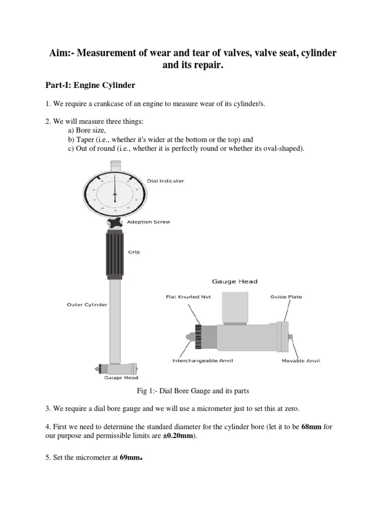 Practical No. 7 Wear and Tear of Valves, Valve Seat, Cylinder and Its ...