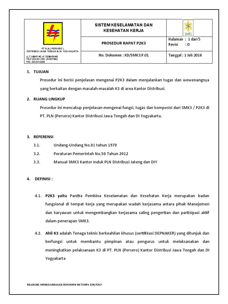 Prosedur Rapat P2K3 | PDF