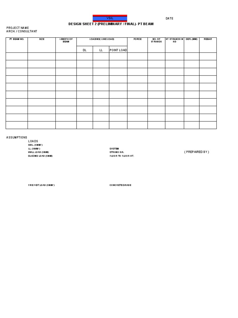 Design Sheet 2 (Preliminary / Final) - PT Beam: DL LL Point Load | PDF ...