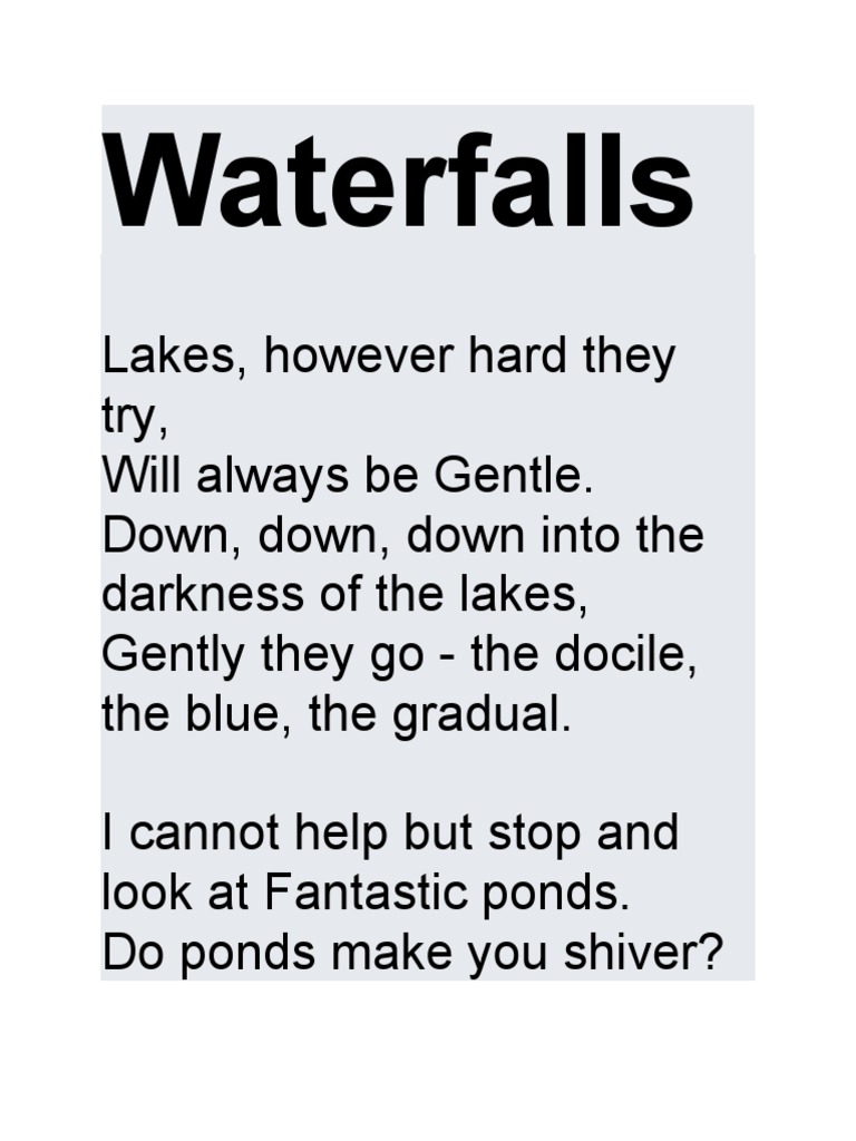 Waterfalls Poem | PDF | Poetry