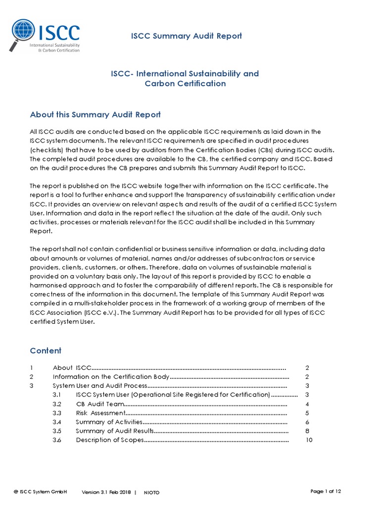 ISCC PLUS Cert 52092018 - Audit | PDF | Audit | Biomass