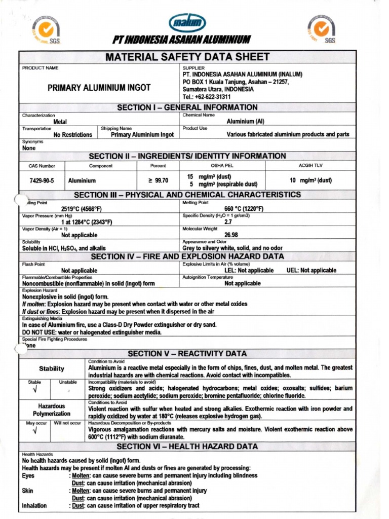 Inalum Aluminium Ingot | PDF