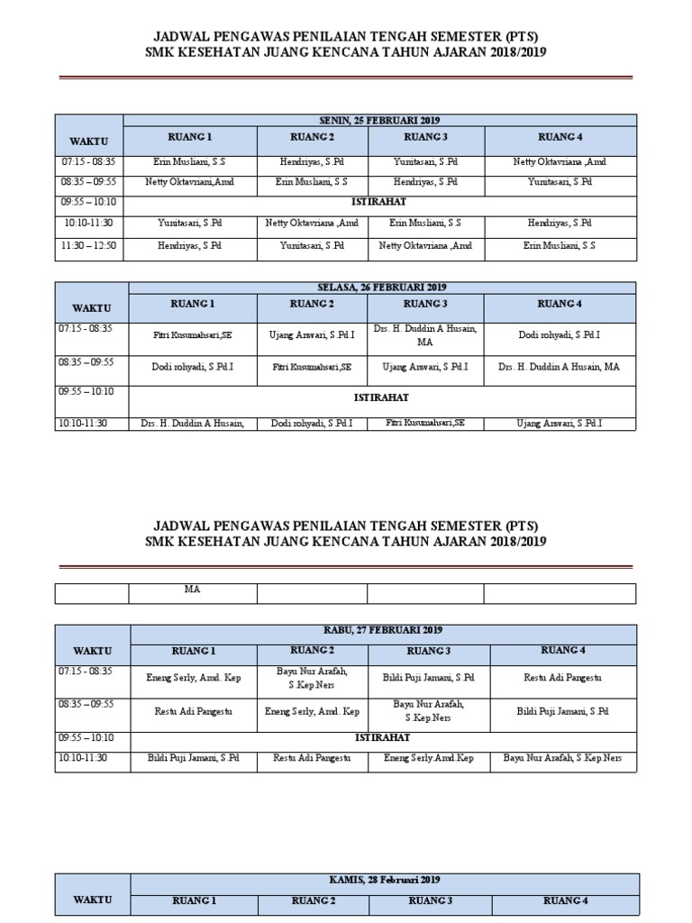 Jadwal Pengawas | PDF