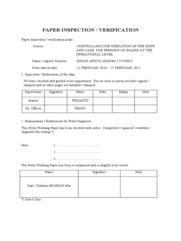 Paper Inspection / Verification | PDF