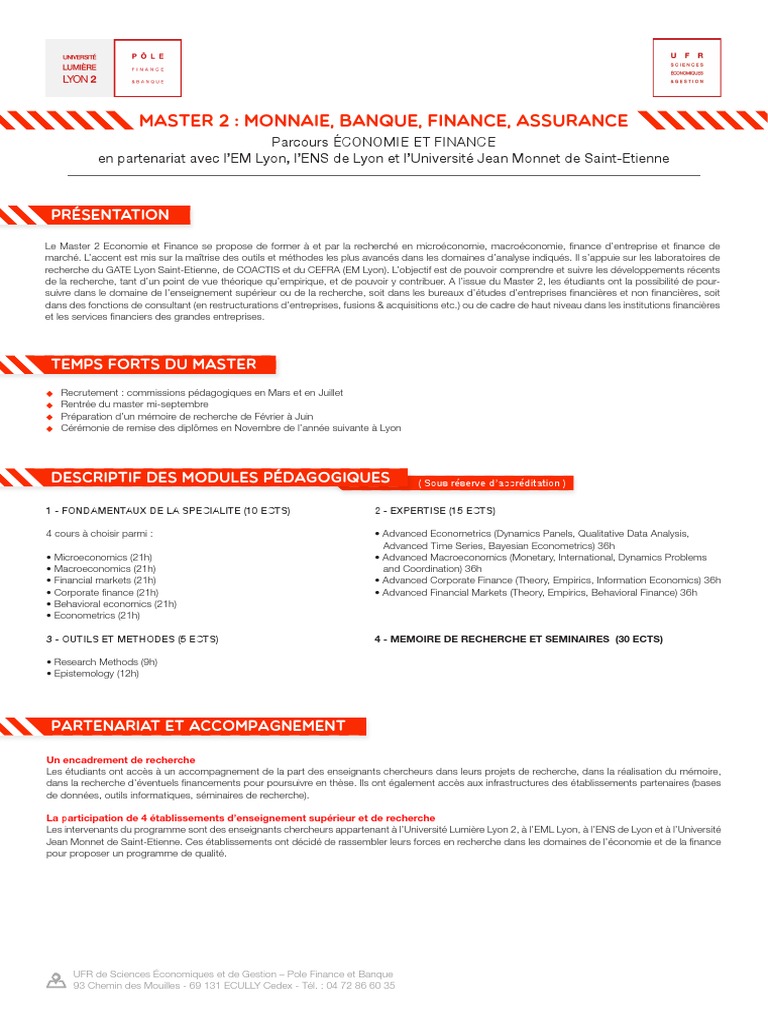 Brochure Master 2 Mbfa | PDF | Économie