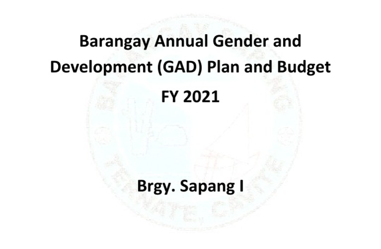 Barangay Annual Gender and Development (GAD) Plan and Budget FY 2021 | PDF