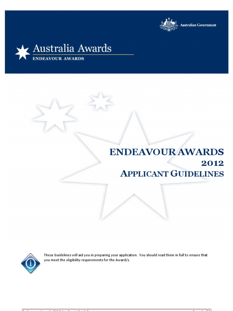 Endeavour Awards 2012 Application Guide | PDF | Travel Visa ...