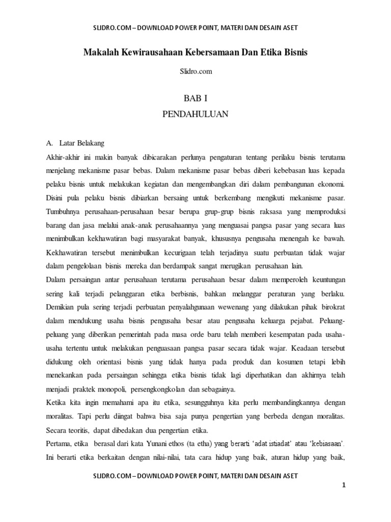 Etika Bisnis dalam Kewirausahaan Modern | PDF