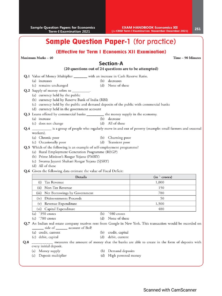 Class XII Eco SP-1&2 S.Dey 2021-22 | PDF