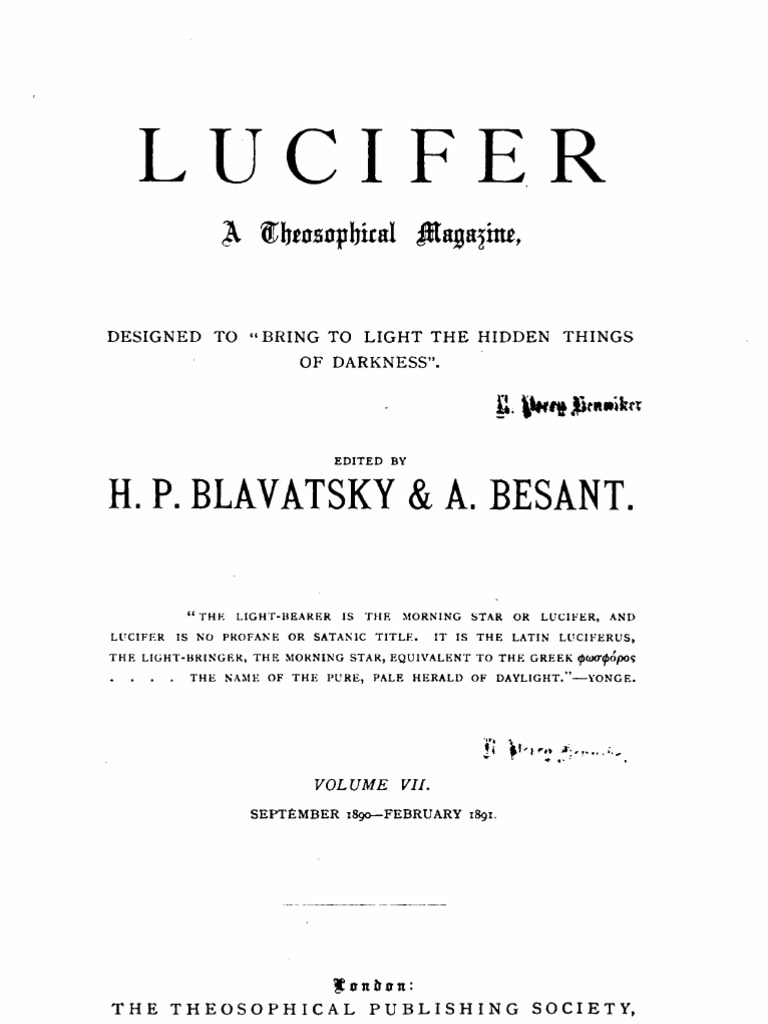 Lucifer, Vol.07 - September 1890 - February 1891 | PDF | Sophia (Wisdom ...