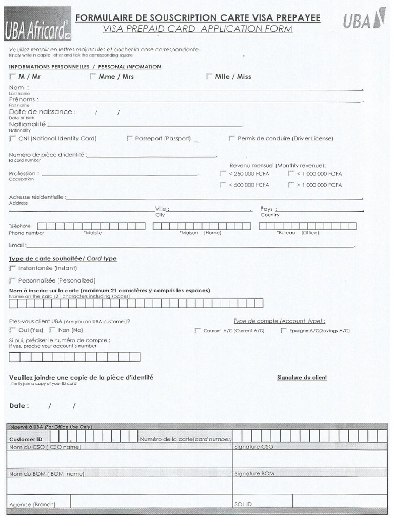 Formulaire Uba | PDF