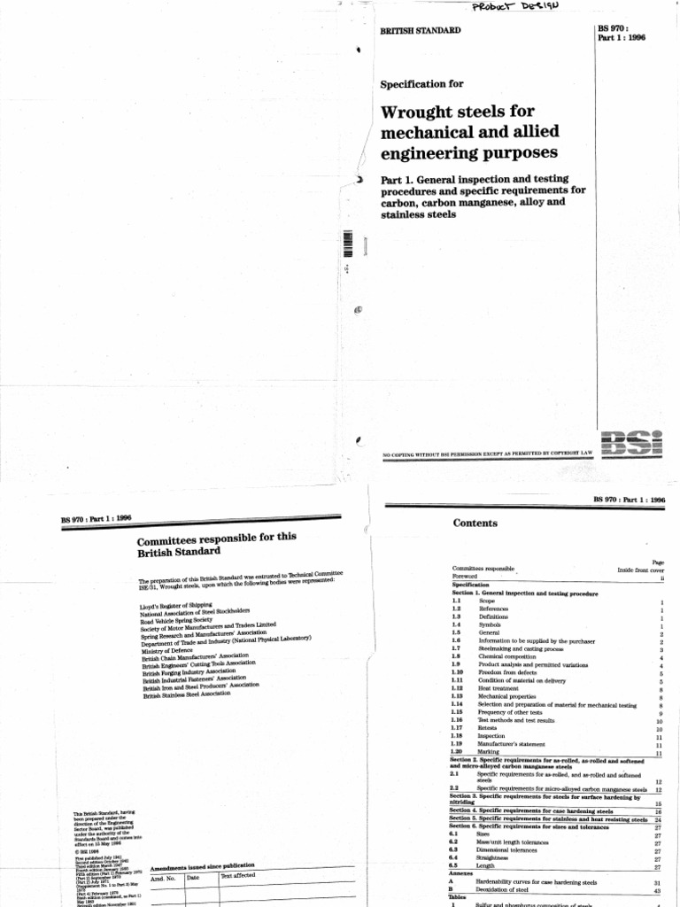 BS 970 Part 1 1996 | PDF