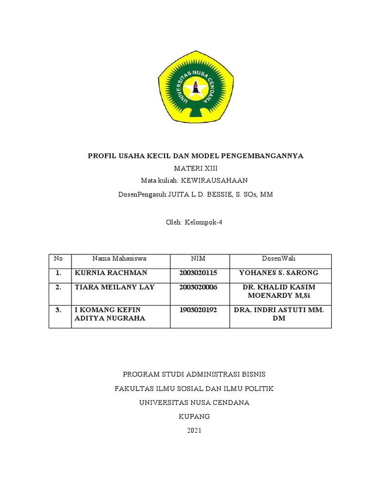 Profil dan Pengembangan Usaha Kecil | PDF
