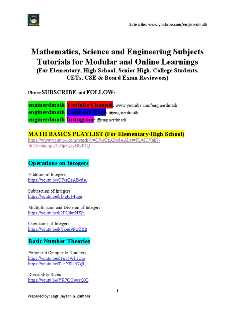 Enginerdmath Youtube Videos Lists | PDF | Trigonometric Functions | Function (Mathematics)