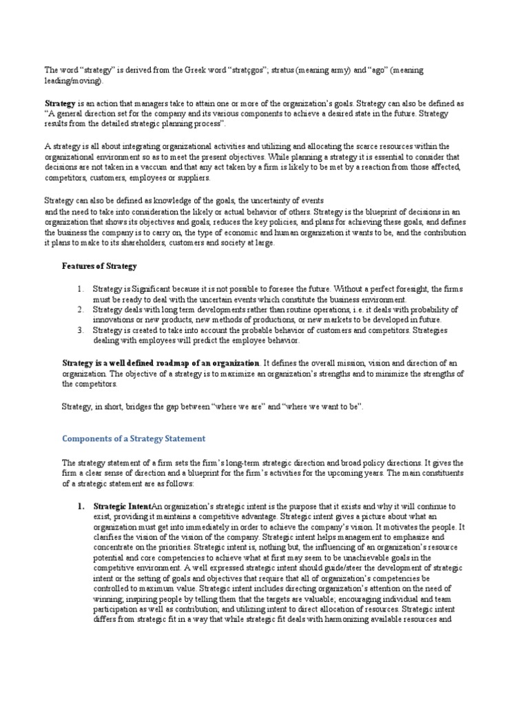 Components of A Strategy Statement | PDF | Strategic Management ...