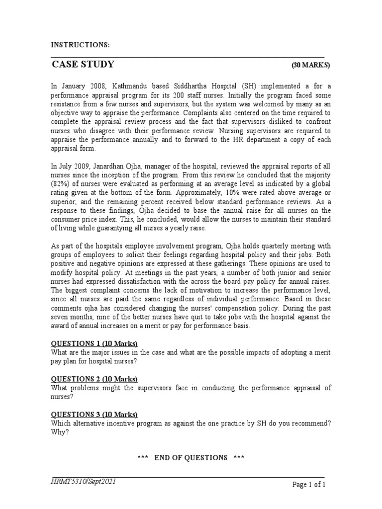 Human Resource Management (Case Study) | PDF | Performance Appraisal ...