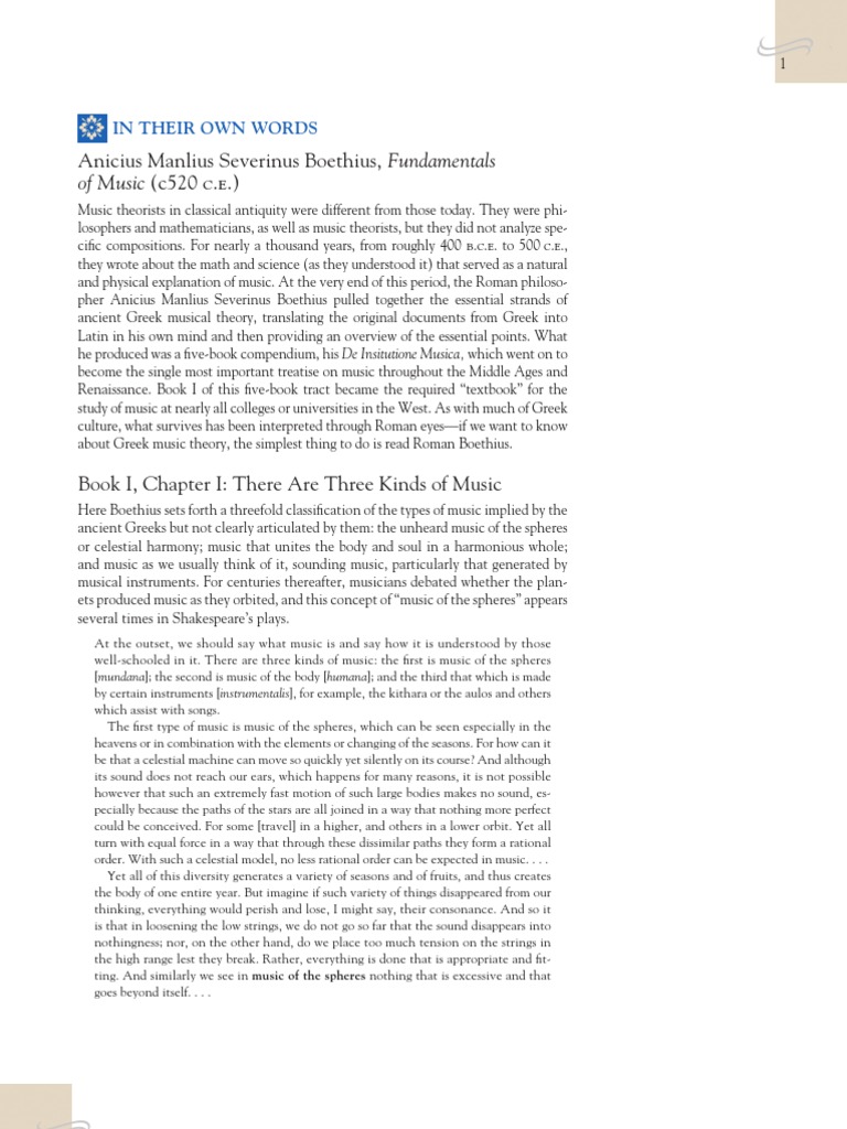 Boethius on Music: Types and Theory | PDF | Sound | String Instruments