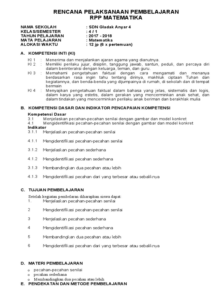 RPP Matematika | PDF