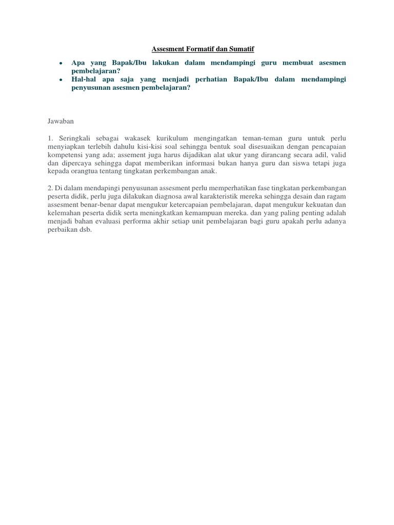 Assesment Formatif Dan Sumatif | PDF