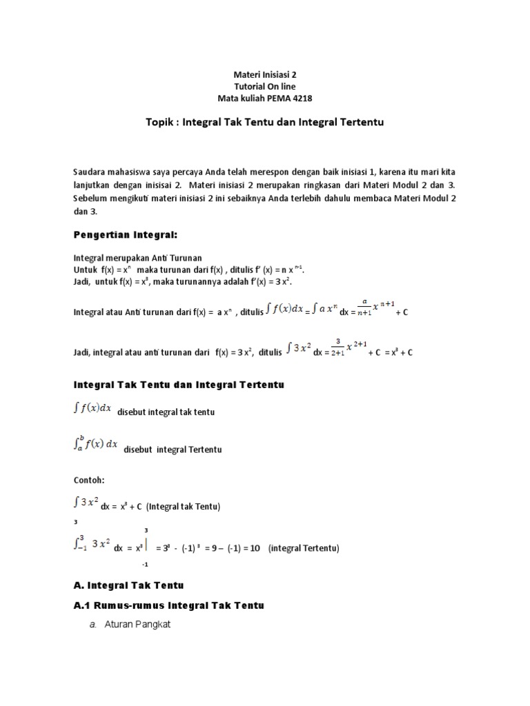 Materi Inisiasi 2 Kalkulus 2 | PDF