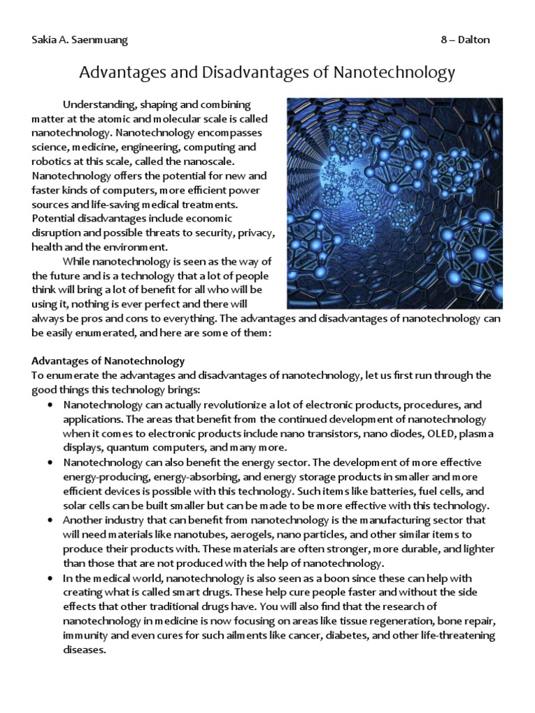 Advantages and Disadvantages of Nanotechnology | PDF | Nanotechnology | Materials Science
