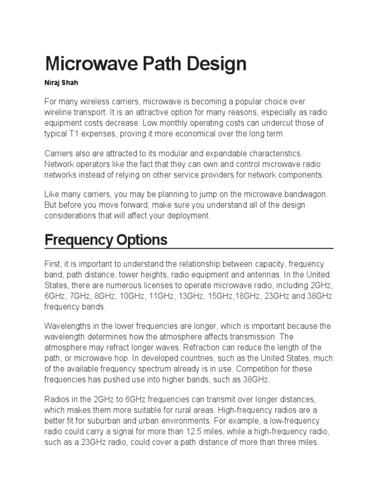 Microwave Path Design | PDF | Radio | Microwave