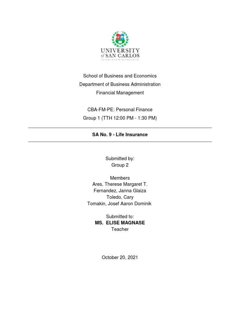 CBA FM PE - Life Insurance - Group2 | PDF | Insurance | Life Insurance