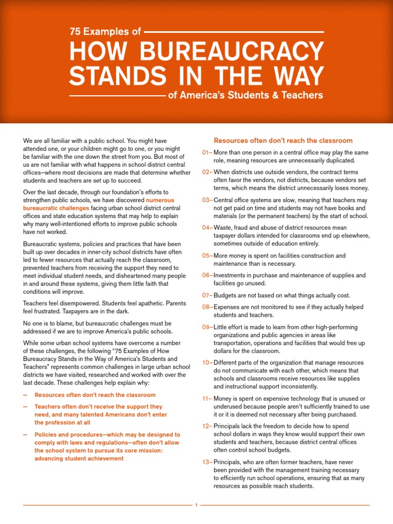 75 Examples of How Bureaucracy Stands in The Way | PDF | Teachers ...