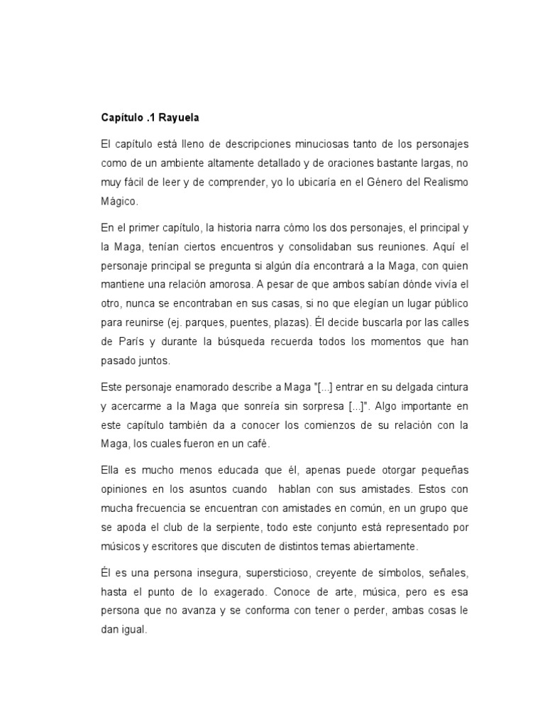 Analisi Del Capitulo 1 Rayuela | PDF