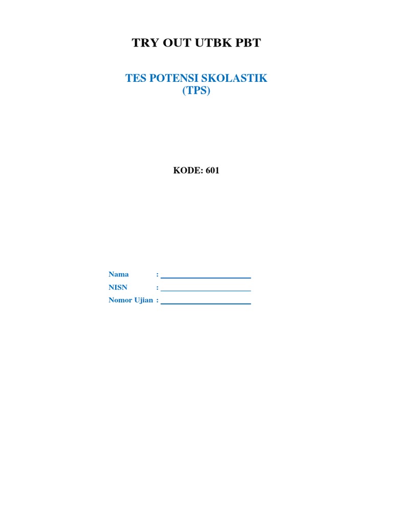 Try Out TPS UTBK 2021 SMKN 1 Belitang | PDF