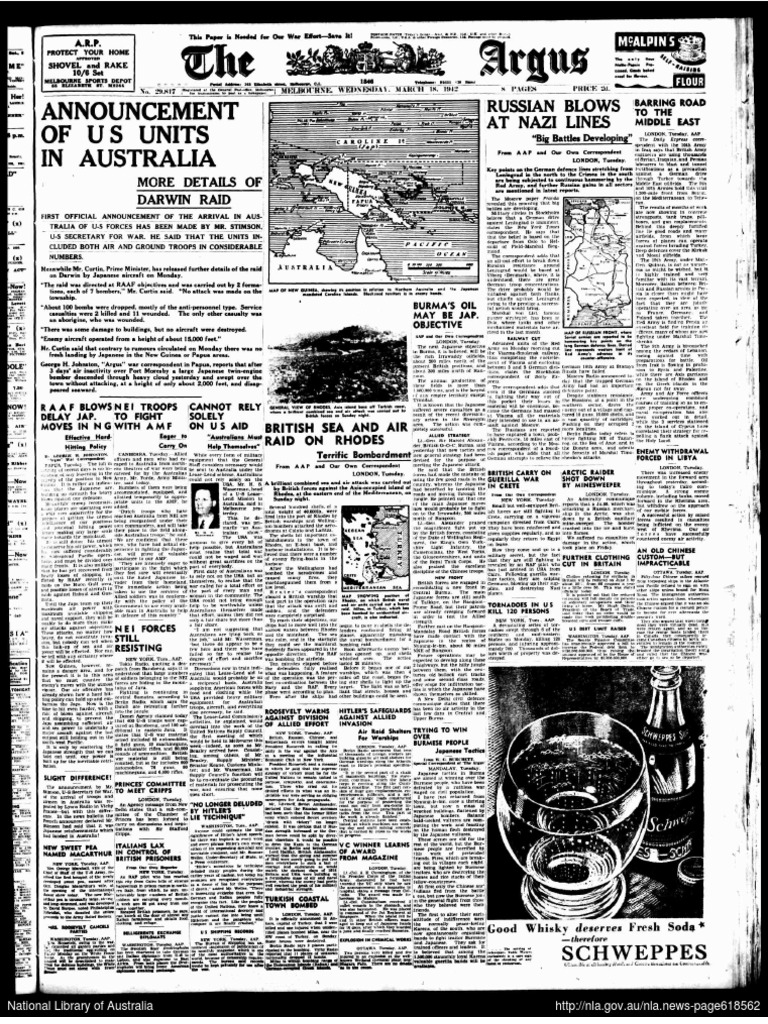 The Argus Melbourne, Vic. 1848-1954) Wednesday 18 March 1942 | PDF ...