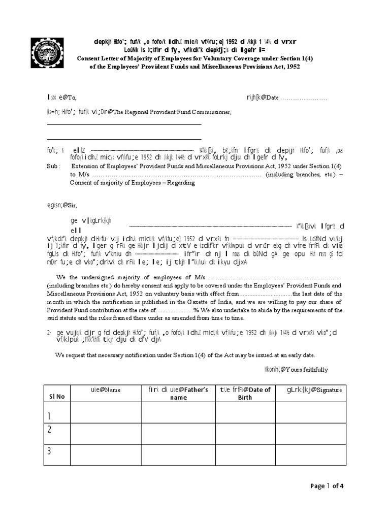 Consent Letter of Majority of Employees For Voluntary Coverage | PDF ...