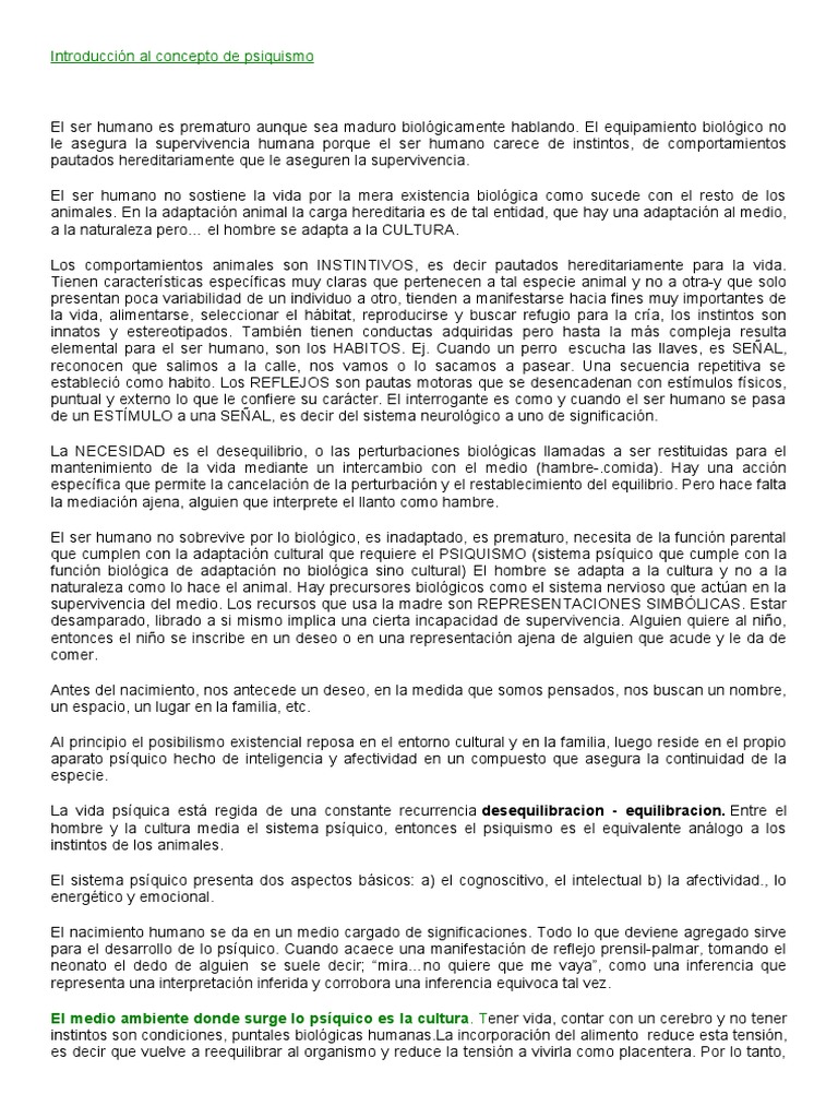 Introducción Al Concepto Del Psiquismo | PDF | Psique (psicología ...