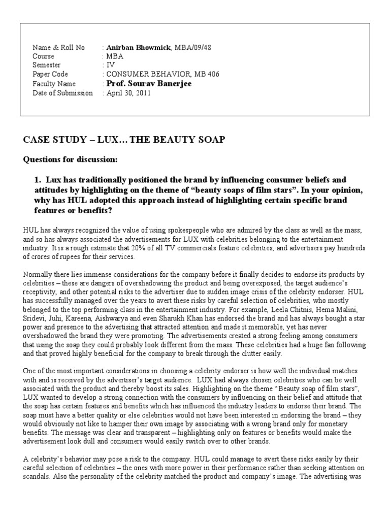Case Study Lux | PDF | Brand | Market (Economics)