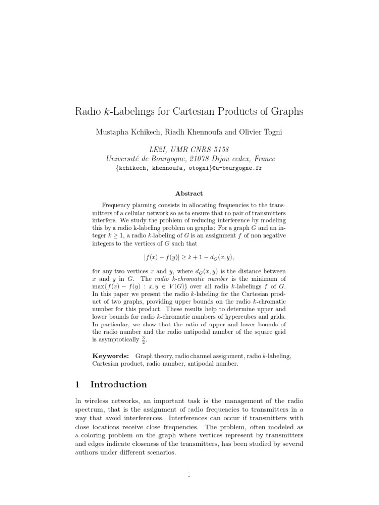 Radio Graph Theory | PDF | Discrete Mathematics | Mathematical Relations