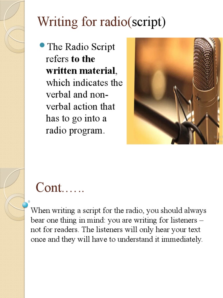 Writing A Script For The Radio | Download Free PDF | Communication ...