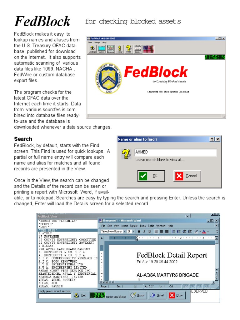 Fedblock: For Checking Blocked Assets | PDF | Business