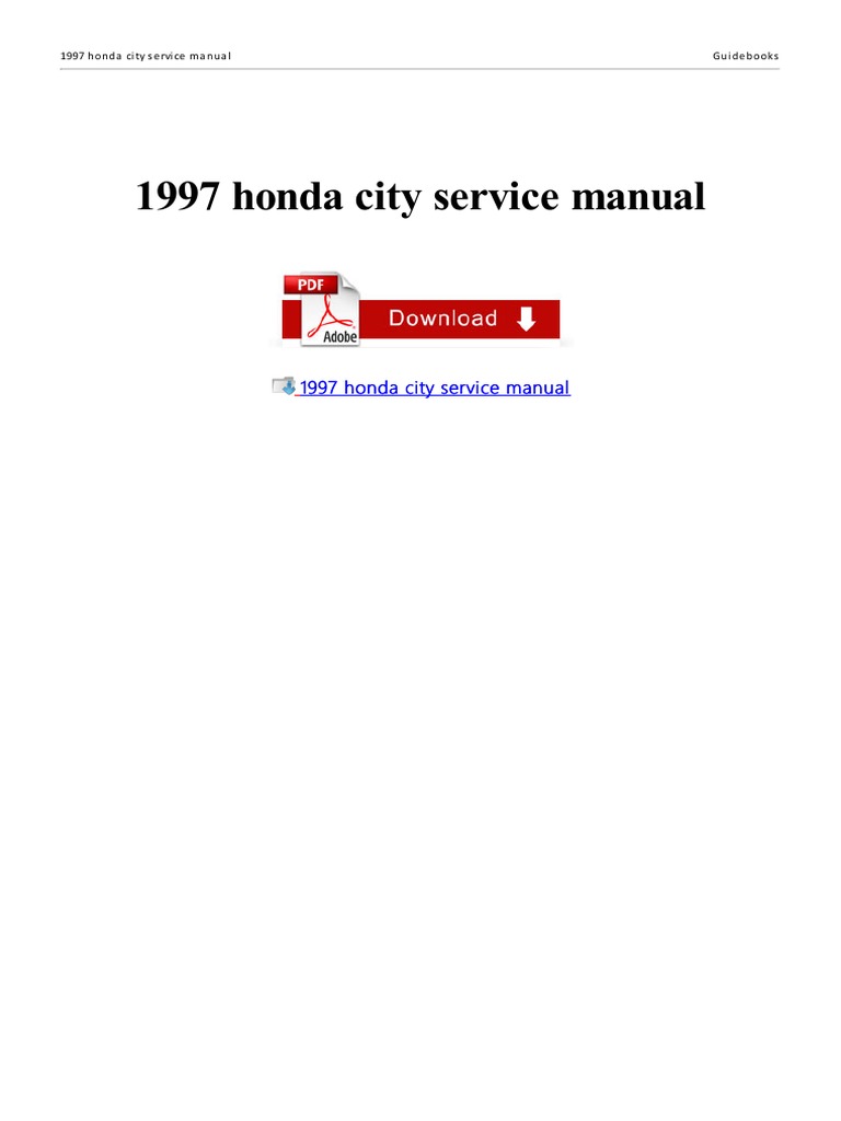 1997 Honda City Service Manual 1997 Honda City Service Manual | PDF ...