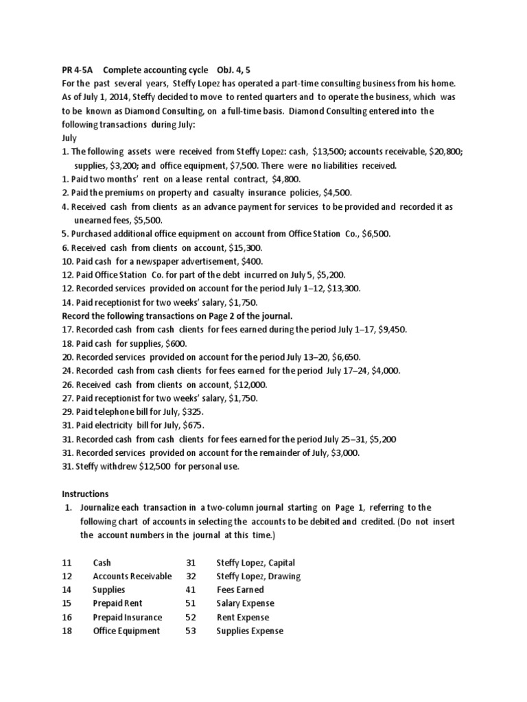 Accounting cycle for Diamond Consulting | PDF | Expense | Financial Services