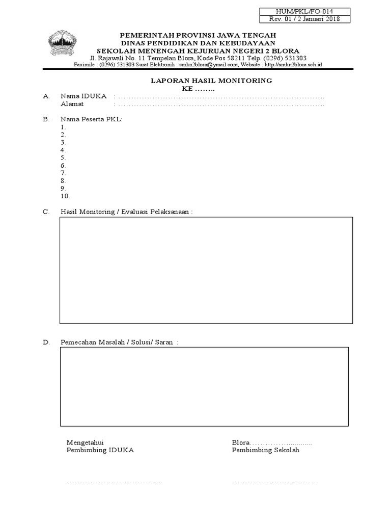 FO 14 - Laporan Hasil Monitoring | PDF