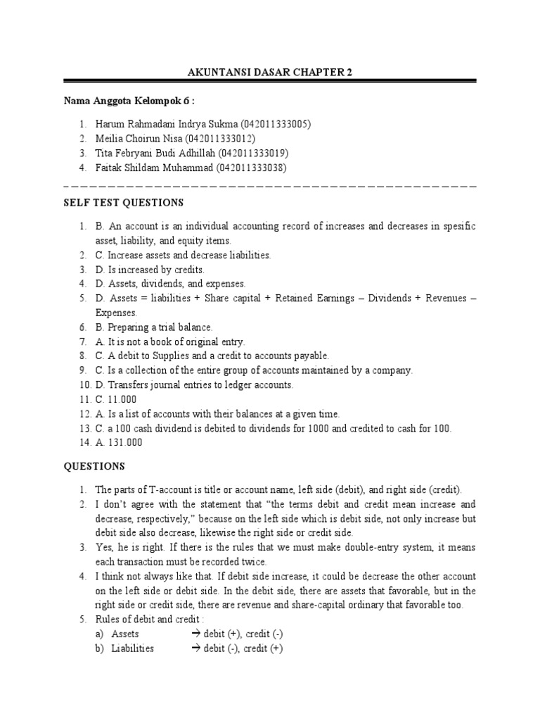 Kelompok 6 - Akuntansi Dasar - Chapter 2 | PDF | Debits And Credits | Business Economics