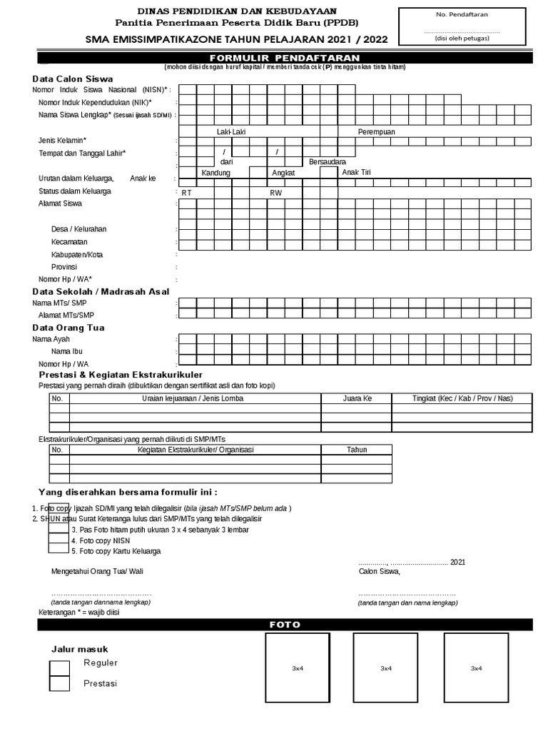 Formulir PPDB Mi - Muzaki Risnanda | PDF