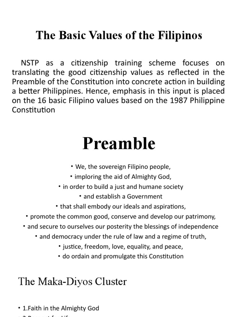 Good Citizenship - The Basic Filipino Values | PDF | Peace | Justice