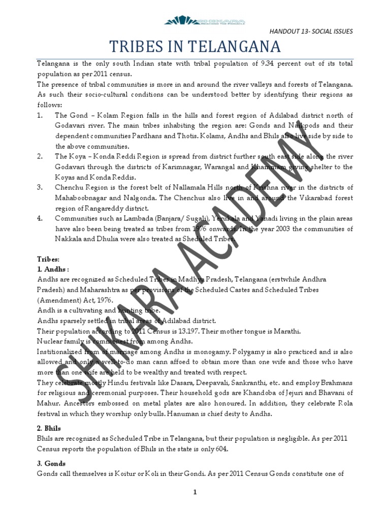 Tribes in Telangana | PDF