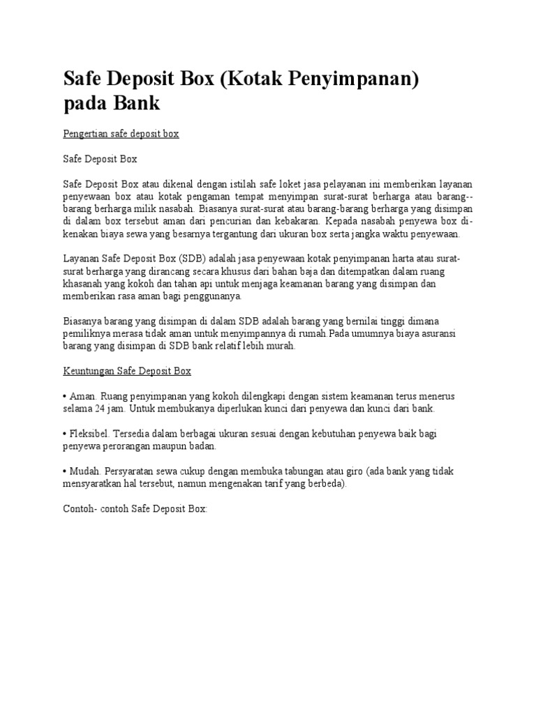 Safe Deposit Box | PDF