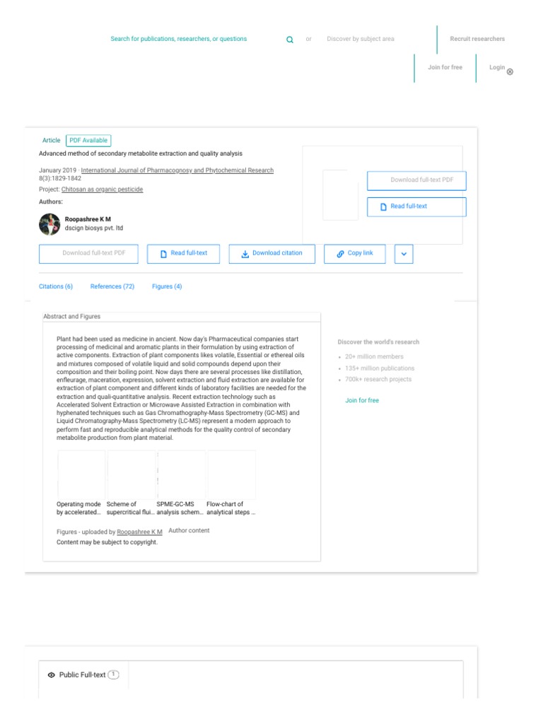 (PDF) Advanced Method of Secondary Metabolite Extraction and Quality ...